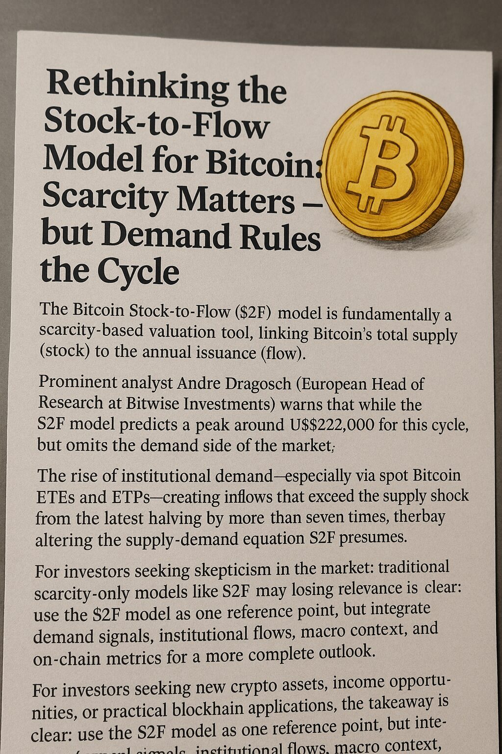 Rethinking the Stock-to-Flow Model for Bitcoin: Scarcity Matters — but ...